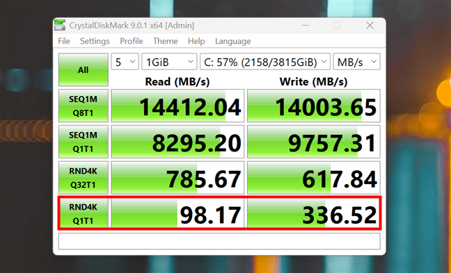 What do the CrystalDiskMark metrics mean?