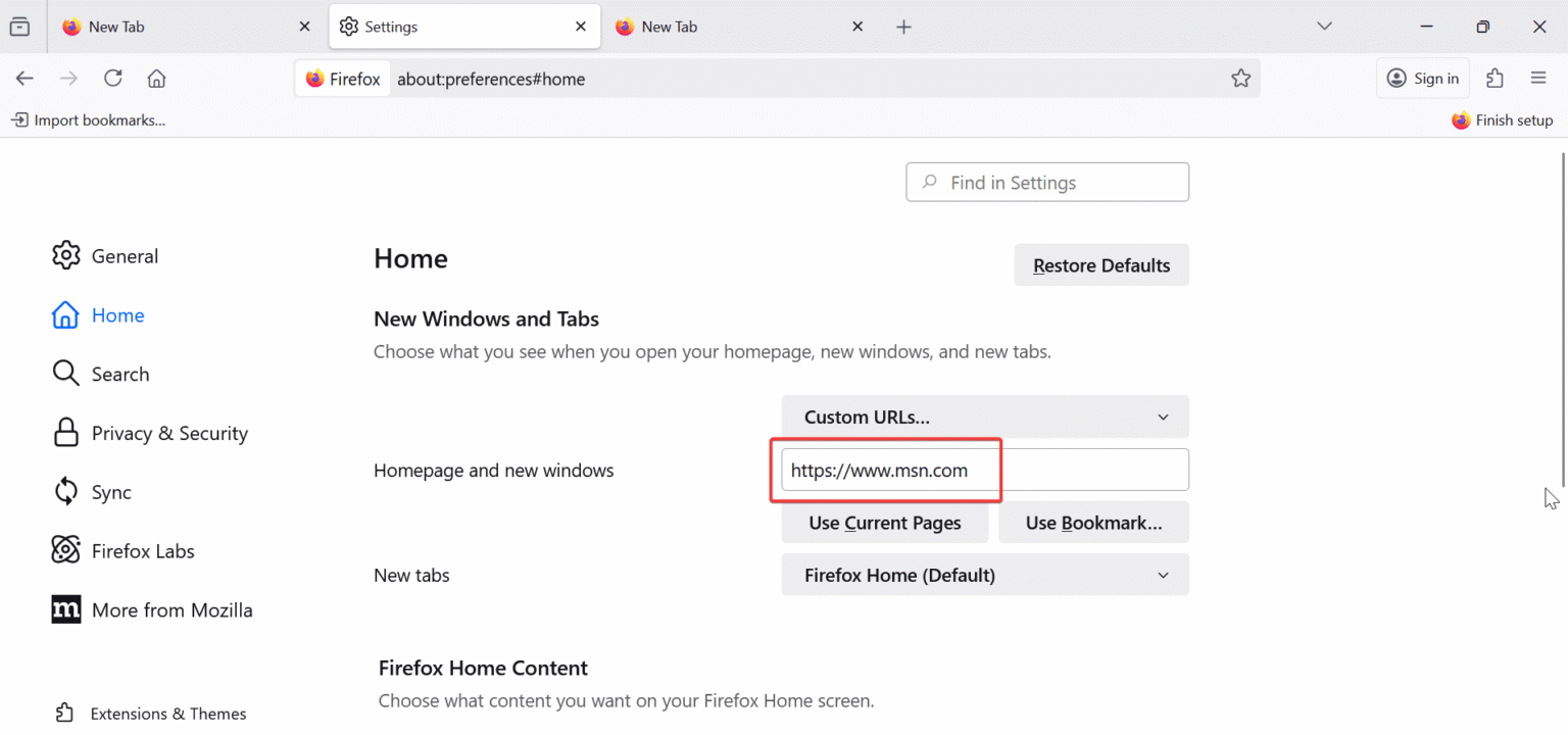 How to Make MSN My Homepage on Firefox