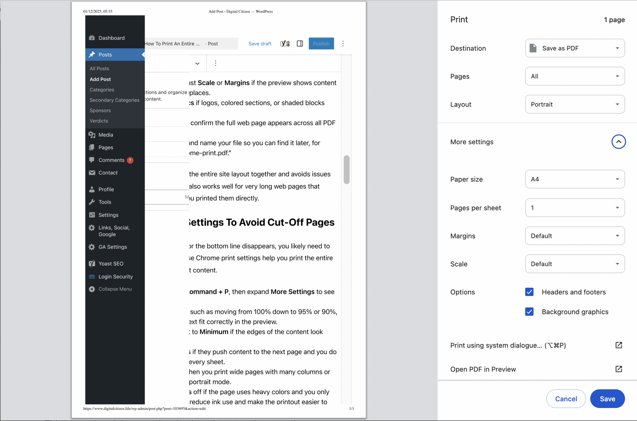 How To Print An Entire Web Page In Google Chrome