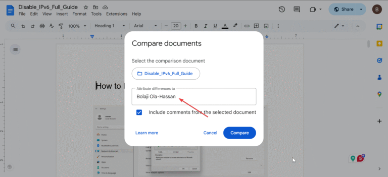 How to Compare Documents in Google Docs