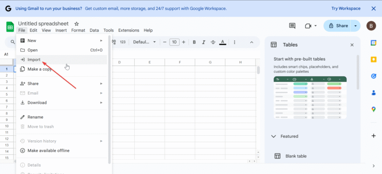How to Import a Google Docs Document into Google Sheets