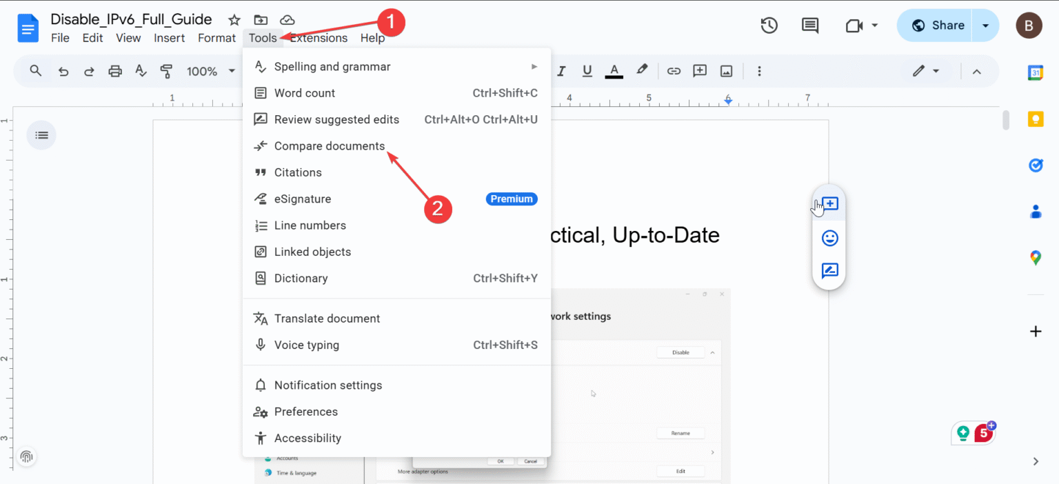 How to Compare Documents in Google Docs
