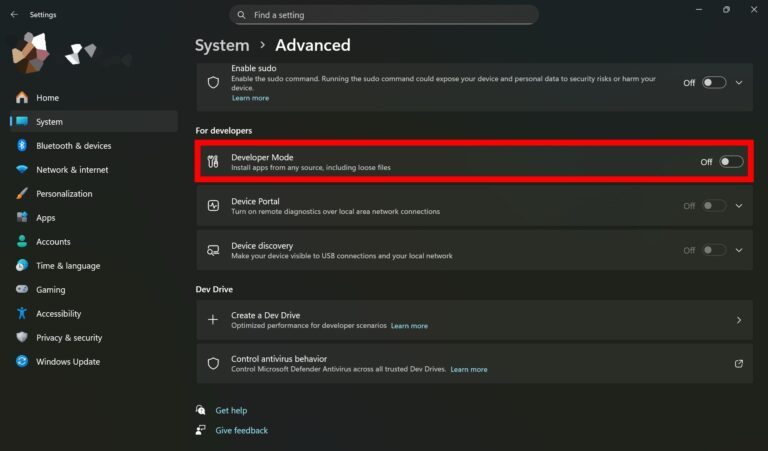 How to enable Developer Mode on Windows 11