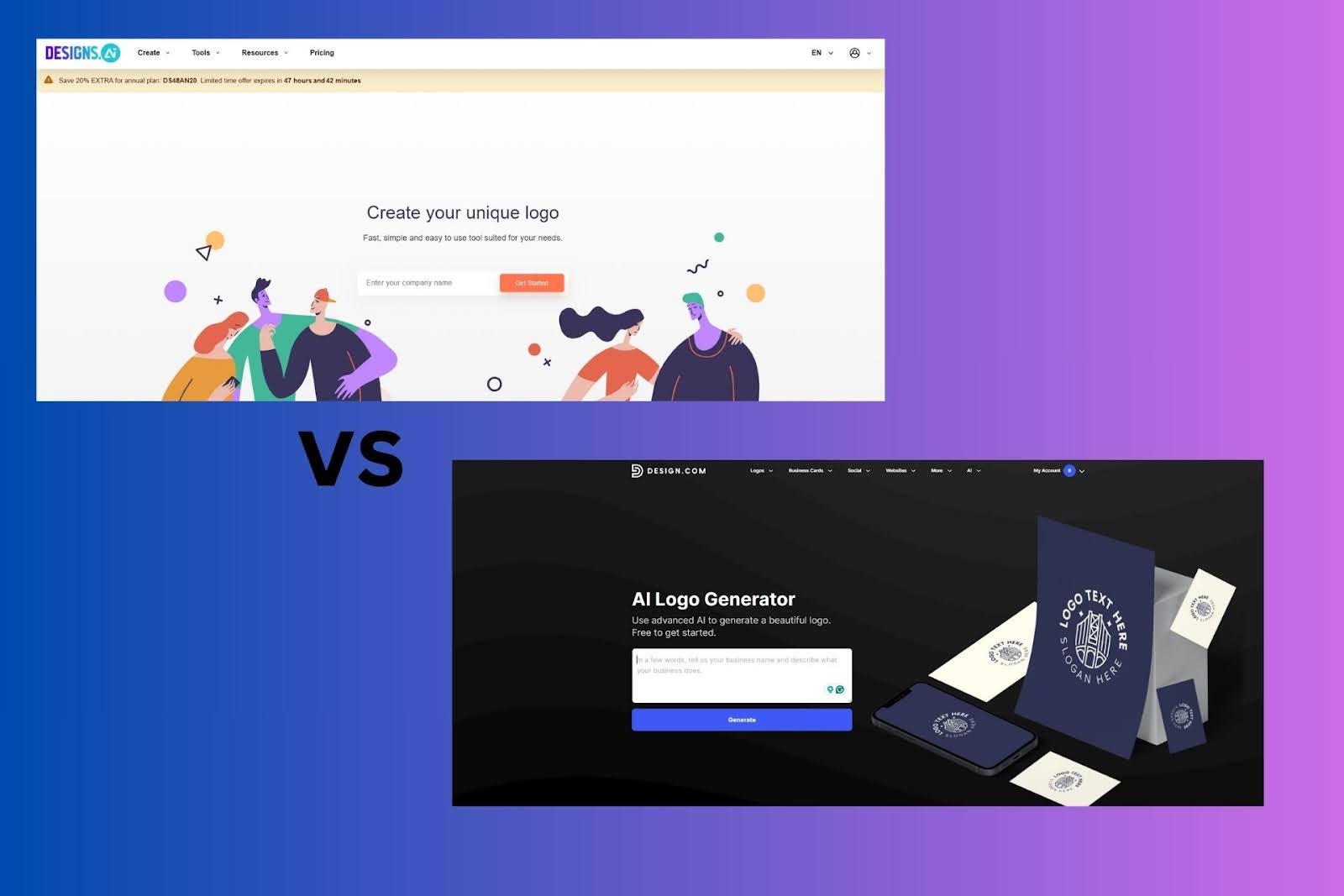 Design.com vs Designs.ai: Which Makes Better AI Logos for Beginners?