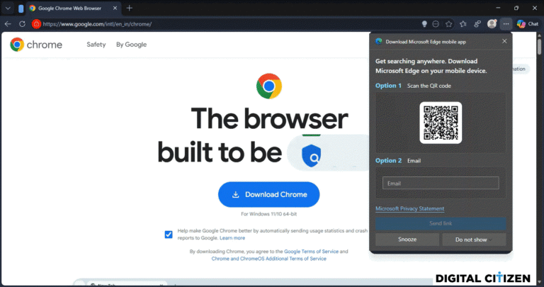 Microsoft Edge Promotes Its Mobile App on Chrome’s Download Page