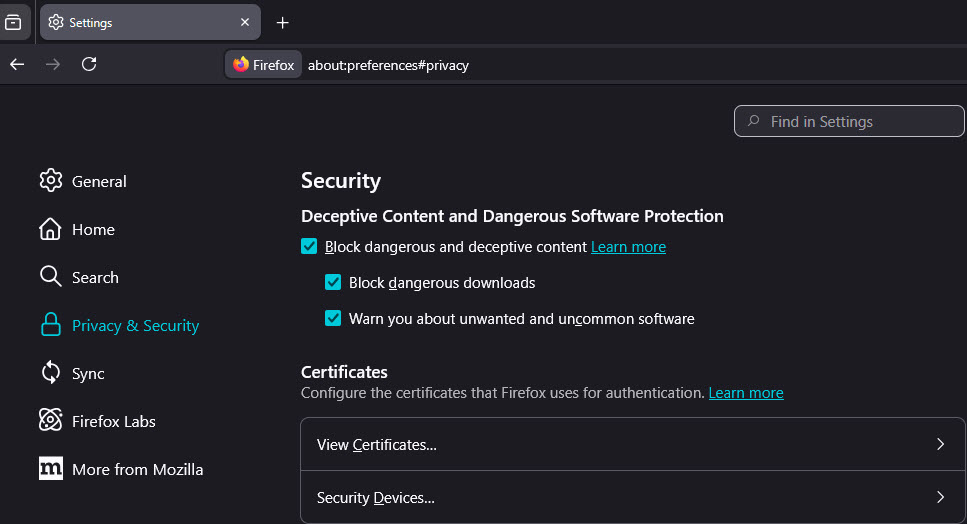 Firefox blocks notifications from Google Safe Browsing-flagged sites