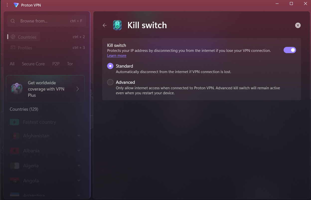 How to Turn On Kill Switch in Proton VPN on Windows 11