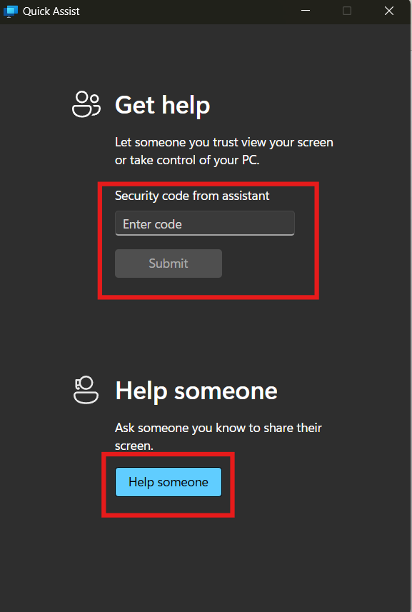 Quick Assist in Windows for no Friction Support