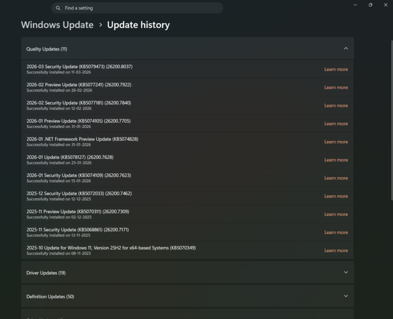 How to Check Windows Update History in Windows 11